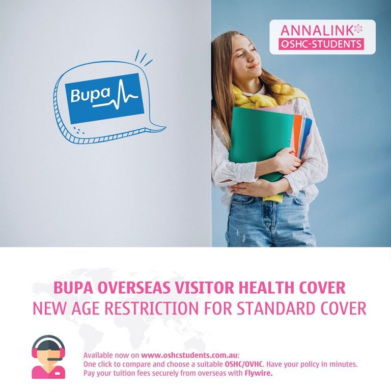 New age restriction for Bupa standard visitor cover - OSHC STUDENTS